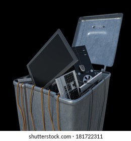 Computers Trash Bin On White Background Stock Illustration 181722311