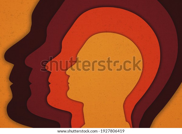 Concentric Gender Neutral Human Head Silhouettes 库存插图 1927806419 ...