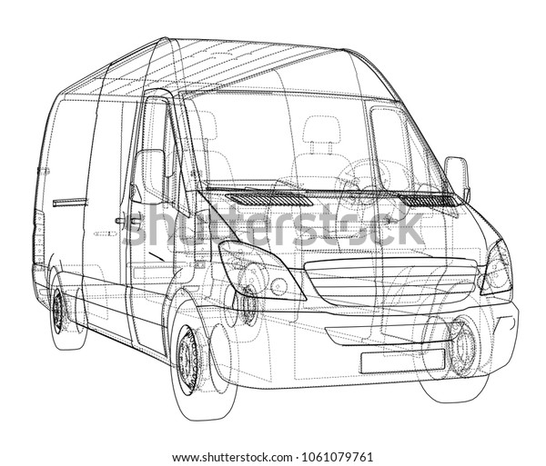 Concept Cargo Van Sketch 3d Illustration Stock Illustration 1061079761