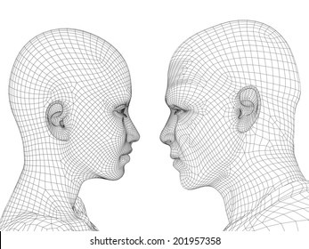 Concept Conceptual 3d Wireframe Human Male Stock Illustration 201957358 ...