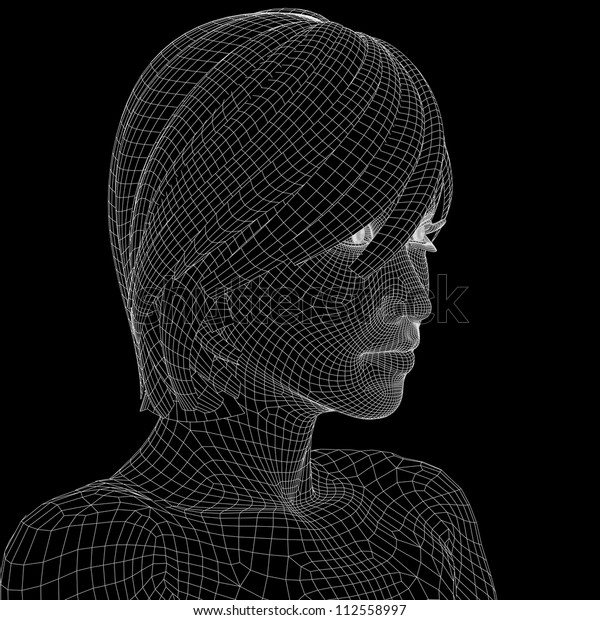 Concept Conceptual 3d Wireframe Human Female Stock Illustration 112558997