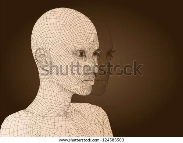 Concept Conceptual 3d Wireframe Human Female Stock Illustration 124583503