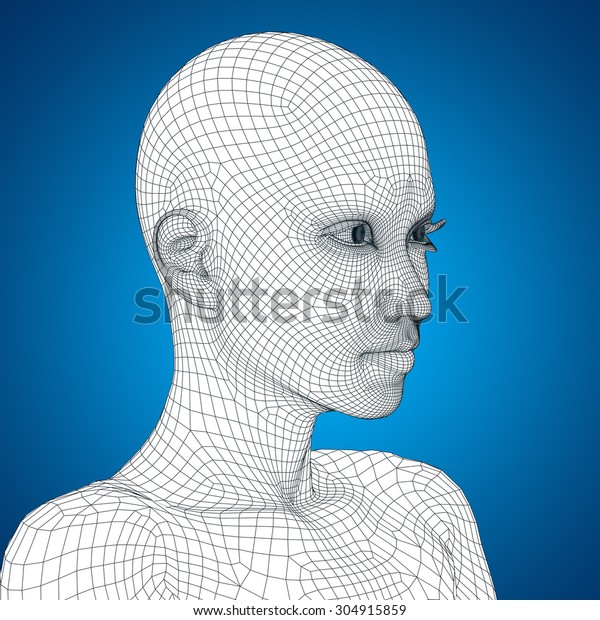 Concept Conceptual 3d Wireframe Young Human Stock Illustration 304915859