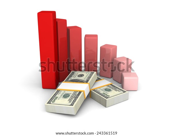 Concept Dollar Bar Chart Graph On Stock Illustration 243361519 ...