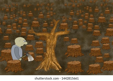 Concept Ecological Problem Connected Active Deforestation Stock ...