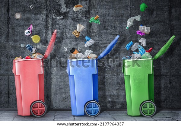 Concept Garbage Sorting Recycle Bins Different Stock Illustration ...