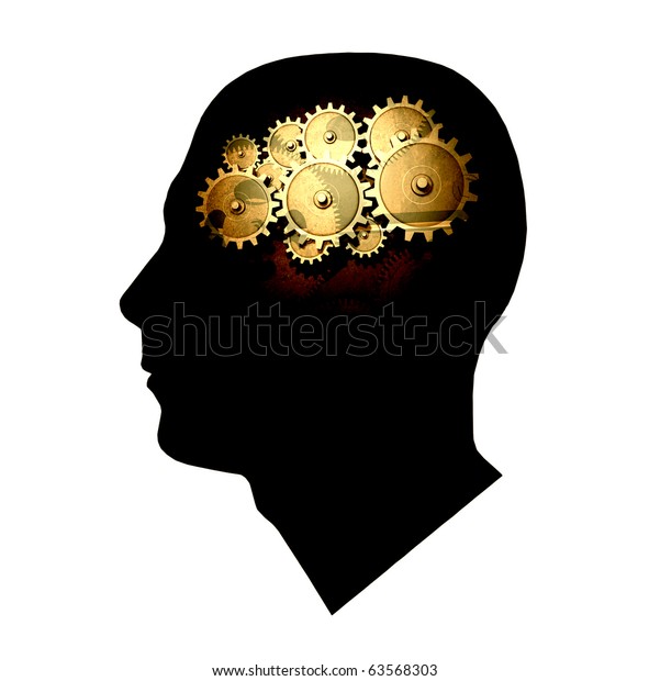 Concept Image Gears Inside Silhouette Head Stock Illustration 63568303