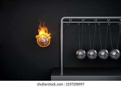 Concept Newtons Pendulum One Burning Ball Stock Illustration 2197298997 ...