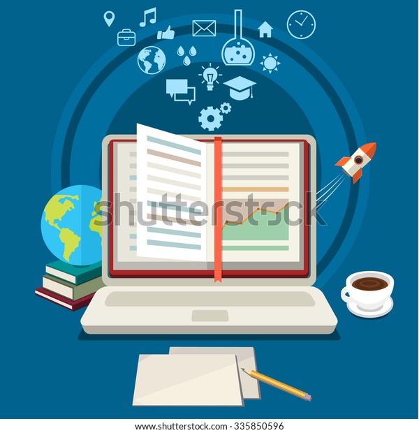 Concept Online Education Elearning Science Symbol: ภาพประกอบสต็อก ...
