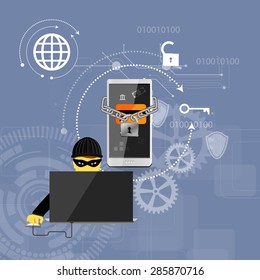 Vector Illustration Concept Protection Against Hacking: vector de stock ...