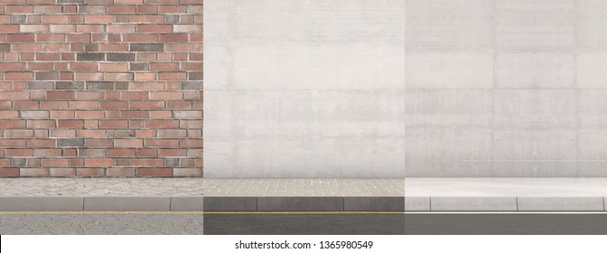 Flat Front View Section Raised Sidewalk Stock Illustration 1365980537