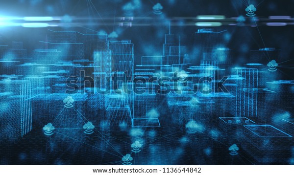 Conceptual 3d Render Iot Internet Things Stock Illustration 1136544842