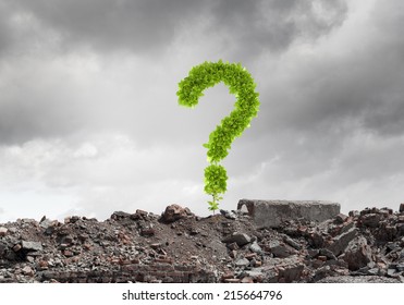 Conceptual Image Green Question Mark Growing: ilustrações stock ...