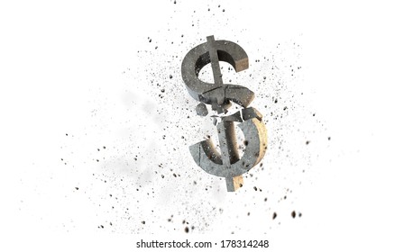 Conceptual Image Stone Broken Dollar Sign Stock Illustration 178701764