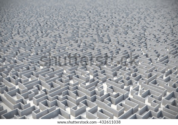 Concrete Gray Labyrinth Solving Concept 3d 库存插图 432611038