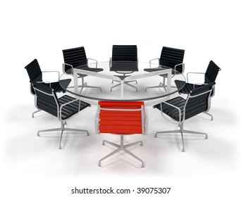 Conference Round Table Red Office Chairs Stock Illustration 164654351 ...