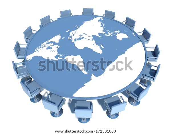 Conference Table World Map Stock Illustration 172581080