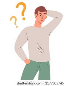 Confused Guy Question Marks Isolated Flat Stock Illustration 2177805745 ...