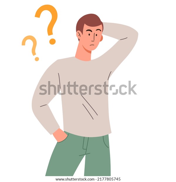 Confused Guy Question Marks Isolated Flat Stock Illustration 2177805745 ...