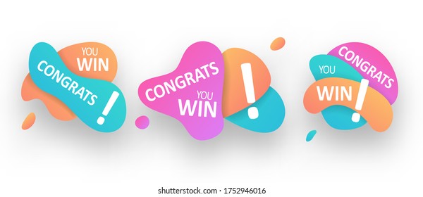 Congratulation Banners Bubbles You Win Concept Stock Vector (Royalty ...