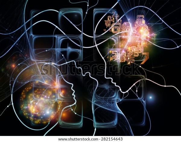 Connected Minds Series Interplay Human Profiles Stock Illustration ...
