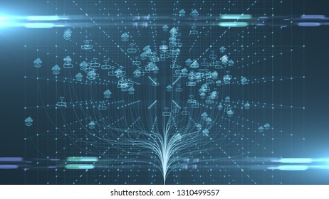 Connected Network Nodes Internet Things Iot 스톡 일러스트 1310499557 ...