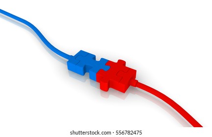 Connected Puzzle Cable Stock Illustration 556782475
