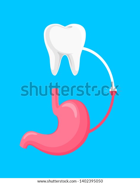 Connection Between Human Tooth Stomach Concept Stock Illustration ...