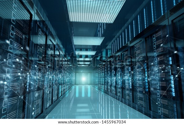 Connection Network Dark Servers Data Center Stock Illustration 1455967034