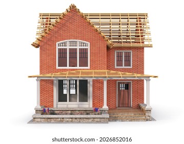 Construction Concept House Building Process 3d Stock Illustration ...