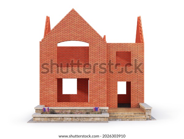 Construction Concept House Building Process 3d Stock Illustration ...