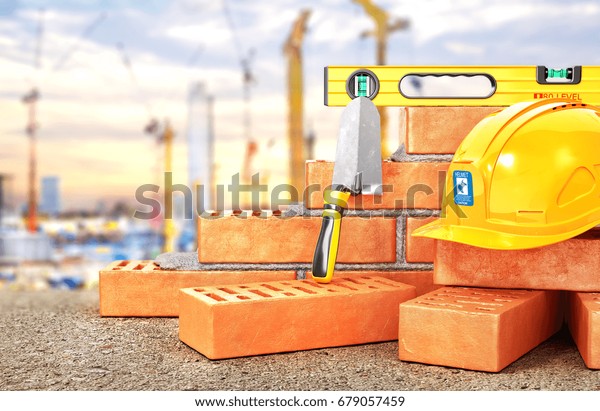 Construction Concept Part Brick Wall Construction Stock Illustration ...