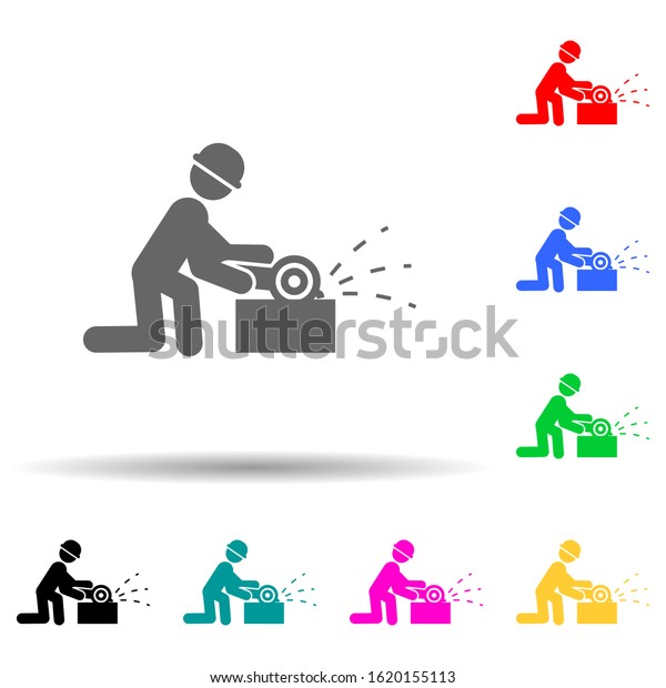 Construction Cutting Worker Multi Color Style 스톡 일러스트 1620155113 ...