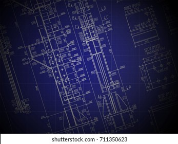 Construction Drawing Blueprint Technical Design Architectural Stock ...