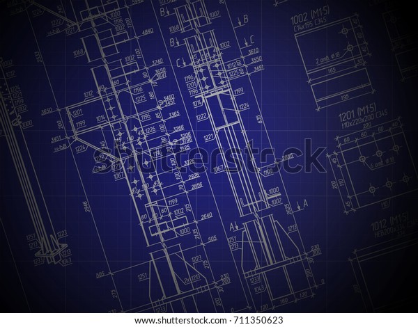 Construction Drawing Blueprint Technical Design Architectural Stock ...