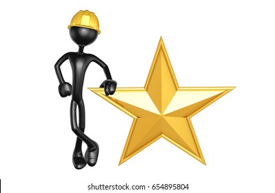Construction Worker Star Original 3d Character Stock Illustration ...