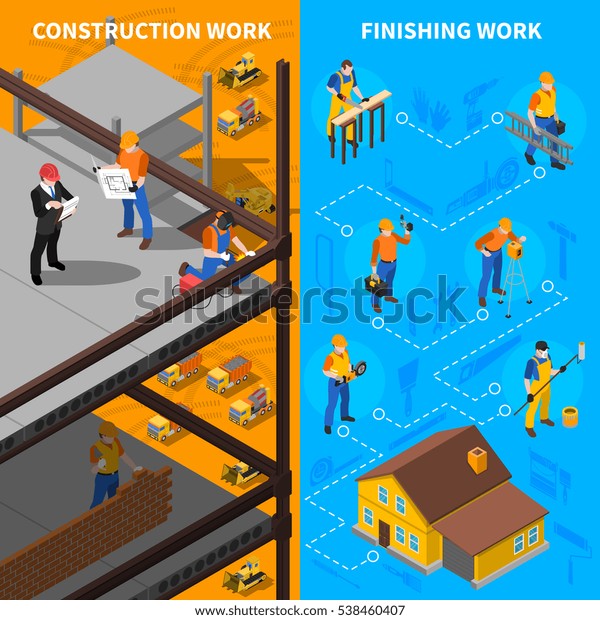 Construction Workers Isometric Concept Stock Illustration 538460407