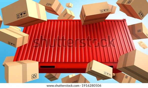 Container Box Packaging Background Cargo Freight Stock Illustration ...
