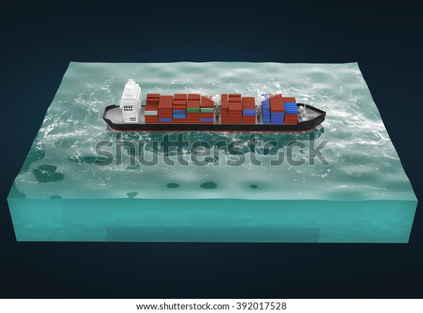 Container Cargo Ship On Section Sea Stock Illustration 392017528