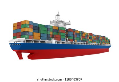 Container Ship Isolated 3d Rendering Stock Illustration 1188483907