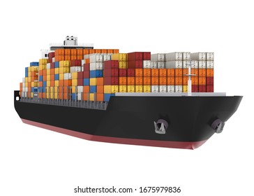 Container Ship Isolated Side View 3d Stock Illustration 1675980631 ...