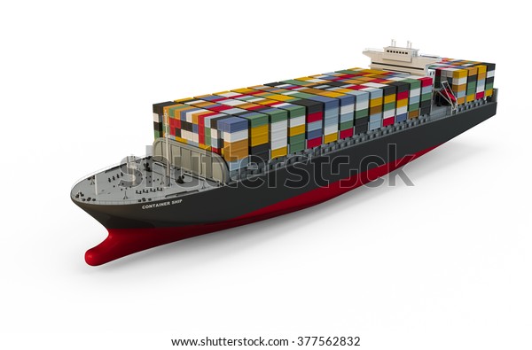 Container Ship Isolated On White Background Stock Illustration 377562832