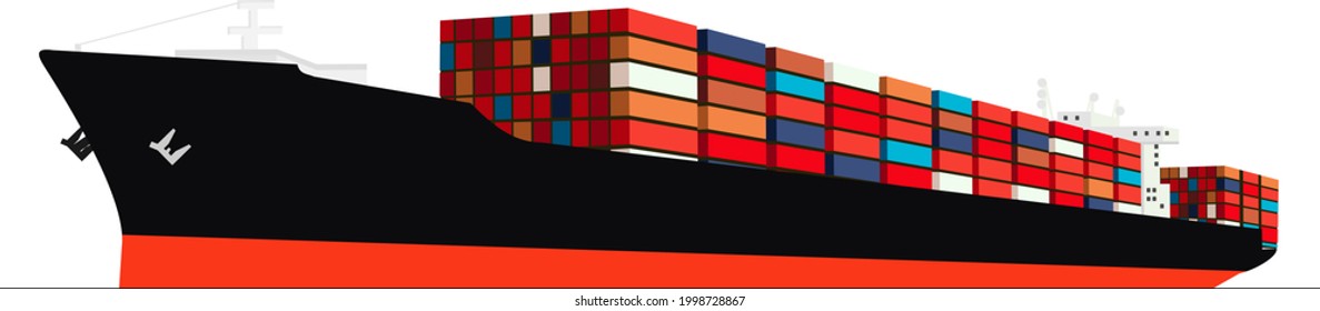 Container Ship On White Background Stock Illustration 1998728867 ...