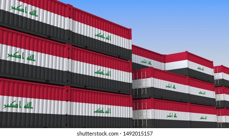 Container Terminal Full Containers Flag Iraq Stock Illustration ...
