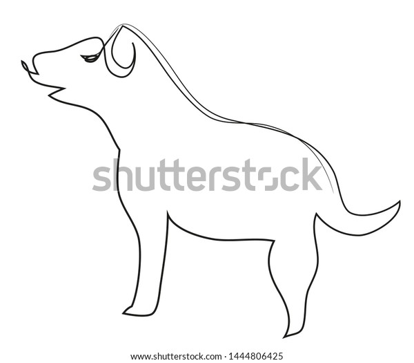 Continuous Line Drawing Dog 스톡 일러스트 1444806425 | Shutterstock