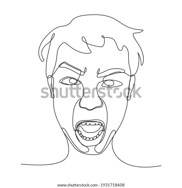 Continuous Line Drawing Face Human Feeling Stock Illustration 1931718608