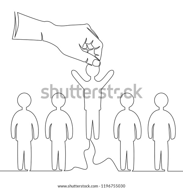 Continuous Line Drawing Hand Picking One Stock Illustration 1196755030 ...