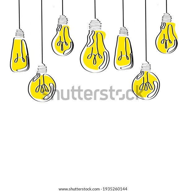Continuous Line Drawing Light Bulbs Illustration Stock Illustration ...