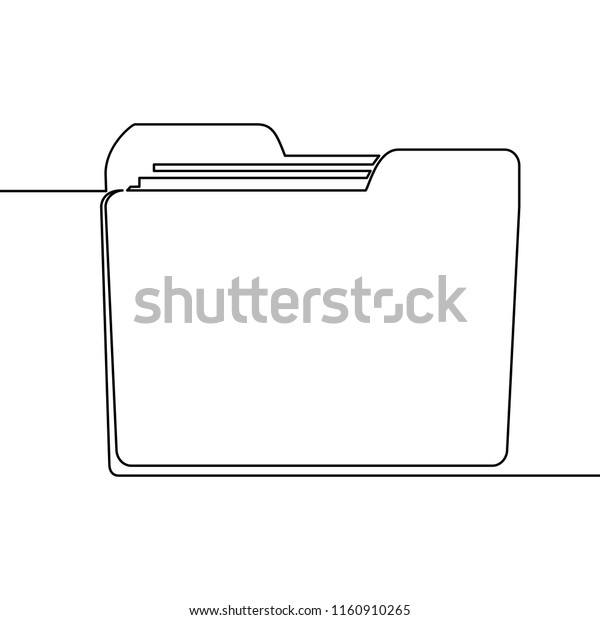 Continuous line drawing Open Folder icon drawn on white background ...