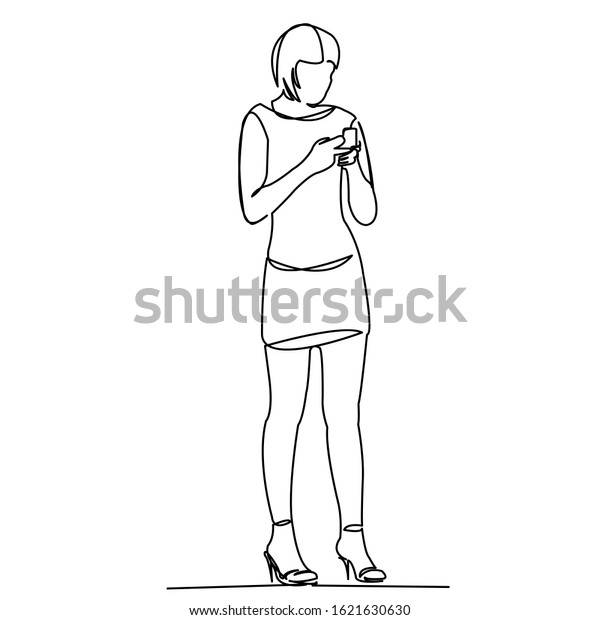 Continuous Line Drawing Sitting Young Woman Stock Illustration ...